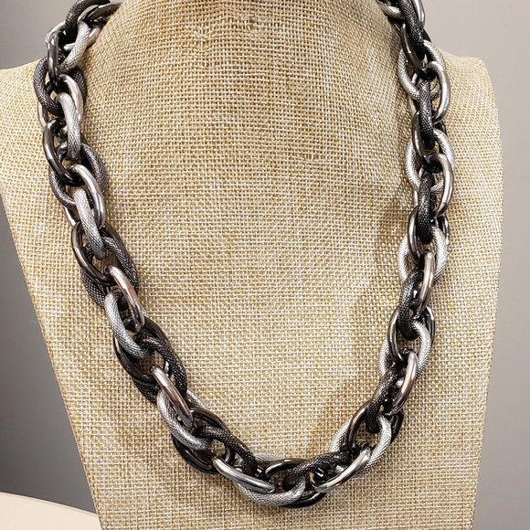 Source Unknown | Jewelry | Large Silver Gun Metal Chunky Metal Link ...